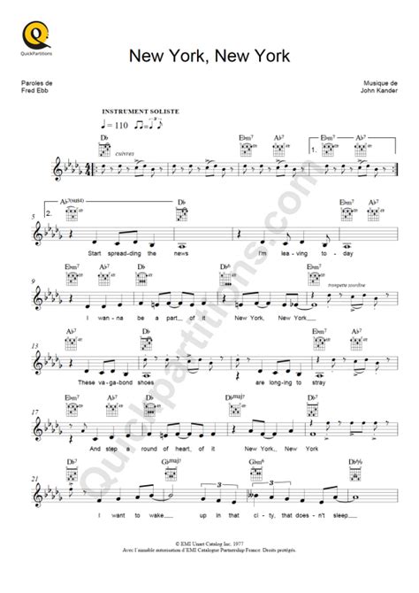 Partition Pour Instruments Solistes New York New York De Liza Minnelli