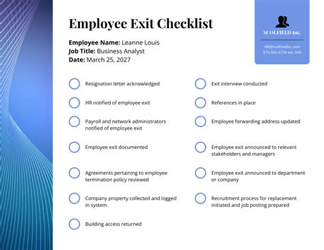 Employee Exit Or Termination Checklist Template Venngage