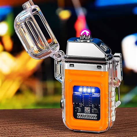 Isqueiro El Trico Plasma Recarreg Vel Lanterna Usb Laranja Tb La