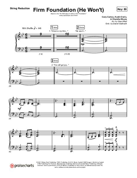 Firm Foundation He Won T Live String Reduction Sheet Music PDF The