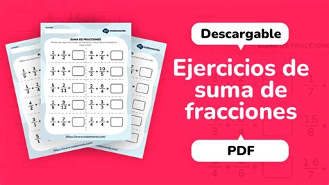 100 Ejercicios De Suma De Fracciones PDF Para Imprimir