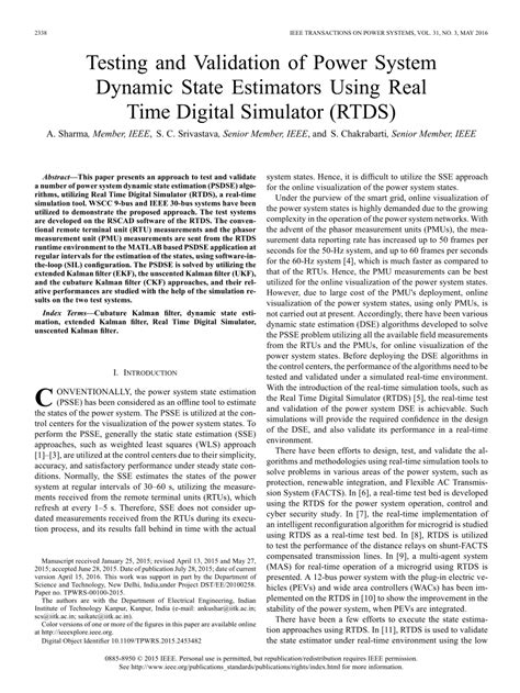 pdf testing and validation of power system dynamic state estimators using real time digital