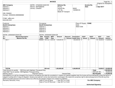 Tally ERP9 GST Invoice Formats Documents