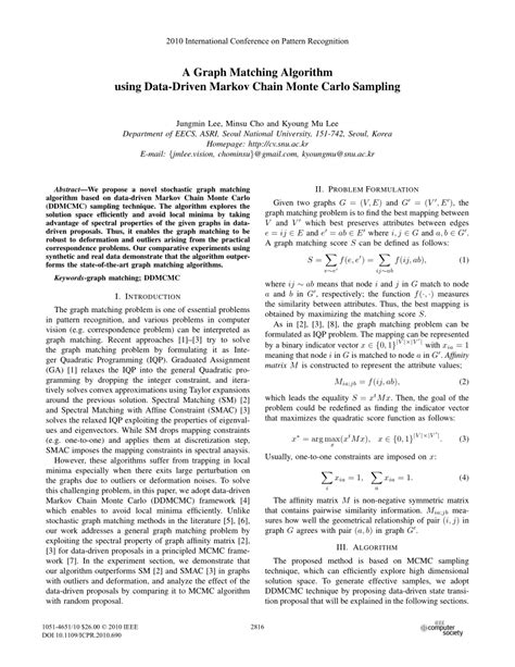 pdf a graph matching algorithm using data driven markov chain monte carlo sampling
