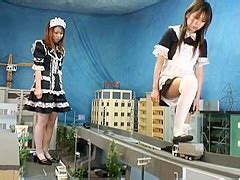 Giantess Asian Maids Crushing Bridge And Playing With Toy Traffic