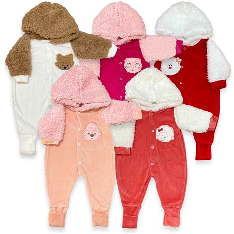 Kit Macac O Beb Menina Capuz Pel Cia Urso Plush Inverno Shopee Brasil