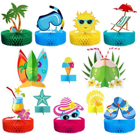 Buy 12 Pieces Beach Honeycomb Centerpieces Pool Party Cake Balls Table