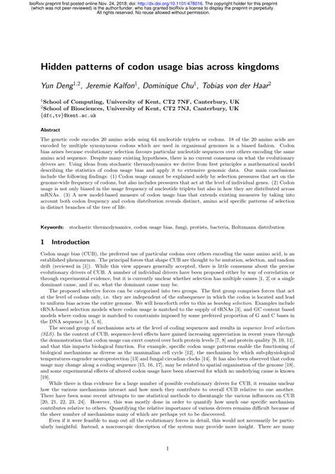 pdf hidden patterns of codon usage bias across kingdoms