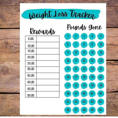 Weight Loss Reward Template Printable Weight Loss Tracker Digital