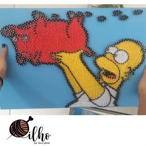 Hilorama Homero Simpson y puerco araña Hiloramas Disenos de unas