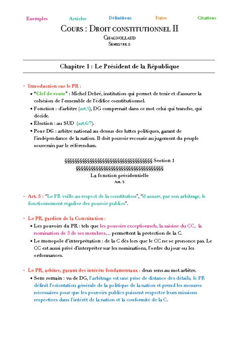 Cours 2023 2024 Droit Constit S2 Cours Droit Constitutionnel II