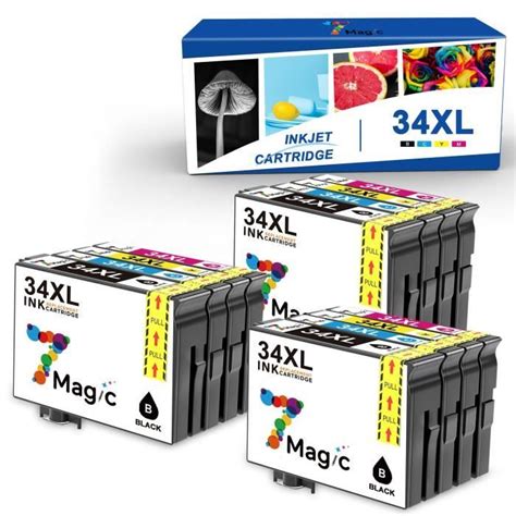 7MAGIC 12 CARTOUCHE IMPRIMANTE 34XL Cartouches Dencre Compatibles