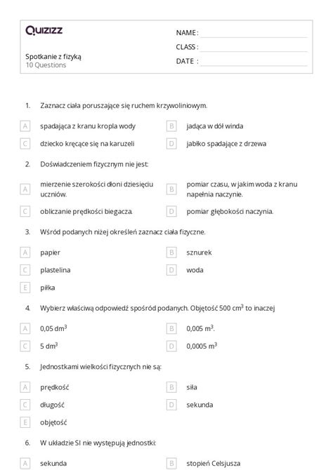 Ponad Pomiar W Calach Arkuszy Roboczych Dla Klasa W Quizizz