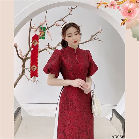Áo dài cách tân KÈM QUẦN áo dài TWINS STORE chất gấm cao cấp tay bồng
