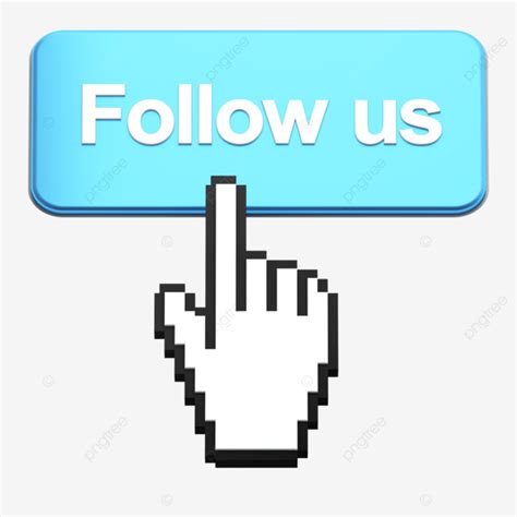 Cursor Do Mouse Em Forma De Mão Pressione O Botão Siga Nos Internet PNG