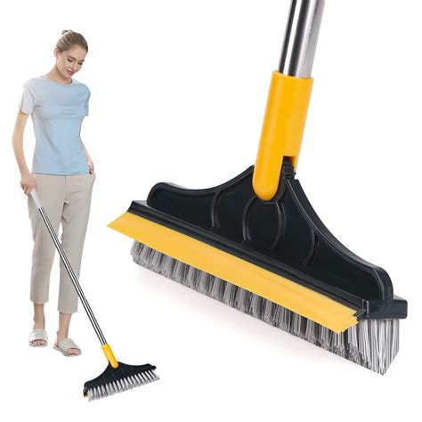 PHvilla 2 In 1 Floor Scrub Brush With Squeegee Floor Brush Scrubber