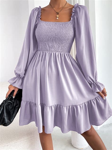 SHEIN Privé Vestido de cuello cuadrado con corpiño con fruncido de