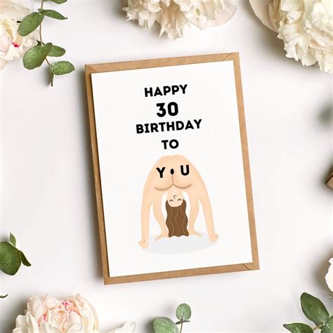 30th Birthday Card Funny Naked Woman 30th Birthday Card For Etsy UK