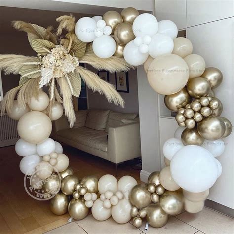 Pcs Rustic Beige Balloon Garland Kit Chrome Gold Wedding