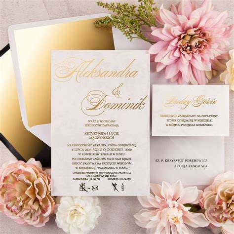 Eleganckie zaproszenia ślubne z marmurkiem Magnificent Sklep