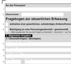 Füllen Sie den Fragebogen zur steuerlichen Erfassung aus
