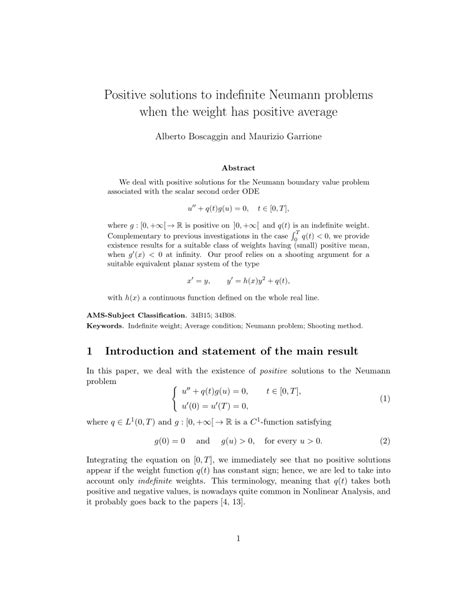 pdf positive solutions to indefinite neumann problems when the weight has positive average