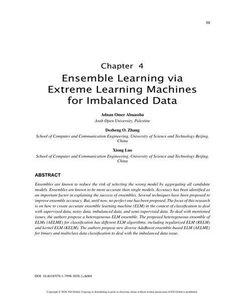 pdf chapter 4 ensemble learning via extreme learning machines for imbalanced data