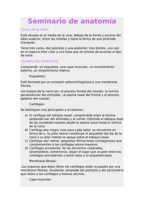 Seminario de anatomía Es un resumen acerca del capitulo de nariz y