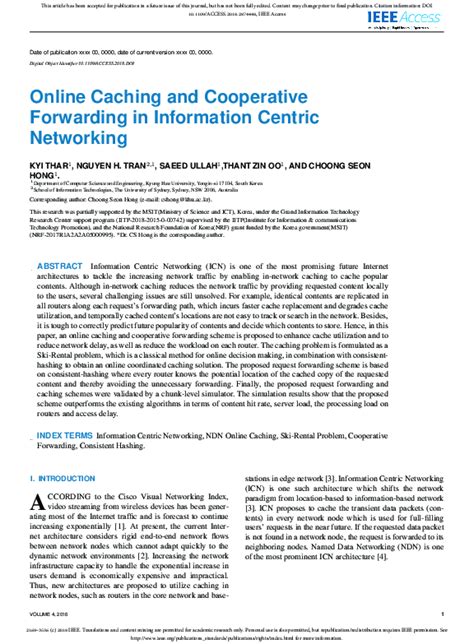 pdf online caching and cooperative forwarding in information centric networking kyi thar