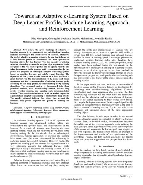 pdf towards an adaptive e learning system based on deep learner profile machine learning