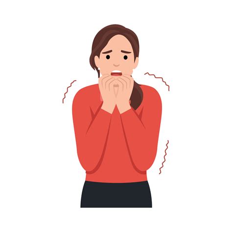 Afraid Scared Woman With Shock Expression On Face Vector Illustration