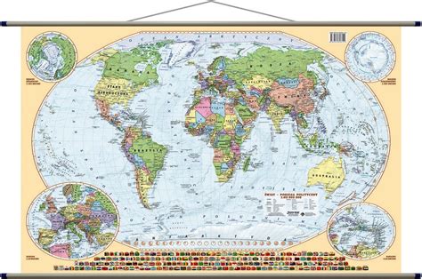 Świat mapa ścienna dwustronna fizyczno polityczna 1 60 000 000 64x40 cm