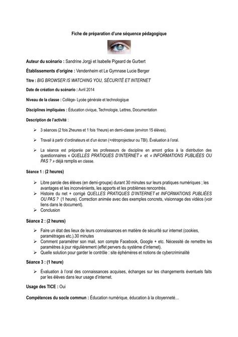 PDF Fiche de préparation dune séquence pédagogique Fiche de