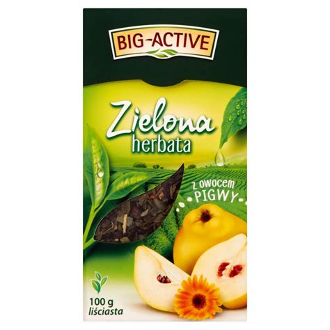 Big Active Zielona herbata liściasta z owocem pigwy 100 g Torimpex Toruń