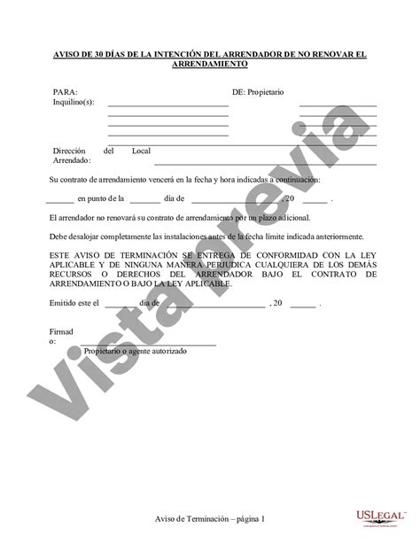 Naperville Illinois Aviso de 30 días sobre la intención del arrendador