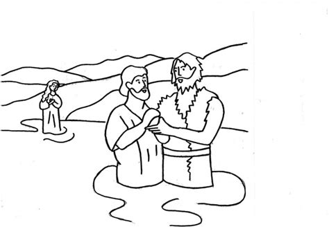 Coloriage Baptême de Jésus dans L eau