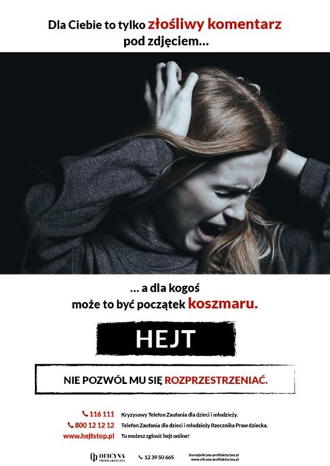 Plakat Hejt i mowa nienawiści Młodzież