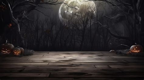 Premium Photo Halloween Background Spooky Forest With Full Moon And