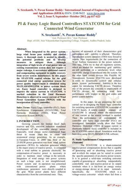 pi and fuzzy logic controllers improve statcom performance for grid connected wind generators pdf