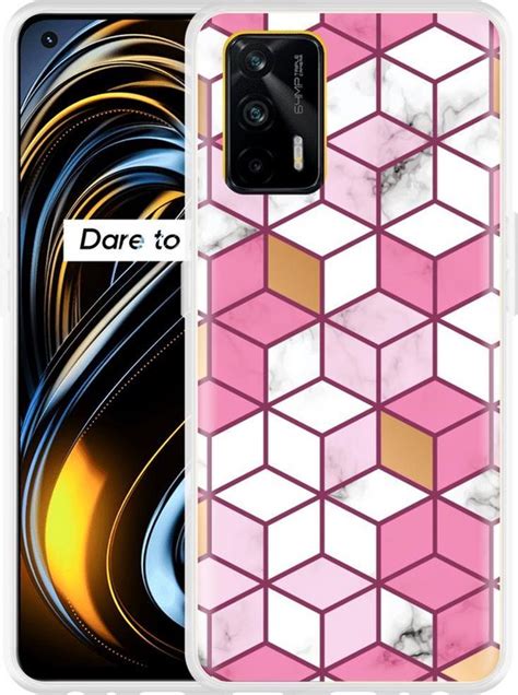 Hoesje Geschikt Voor Realme GT Pink Gold White Marble Bol