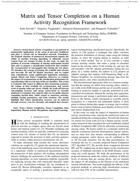 pdf matrix and tensor completion on a human activity recognition framework