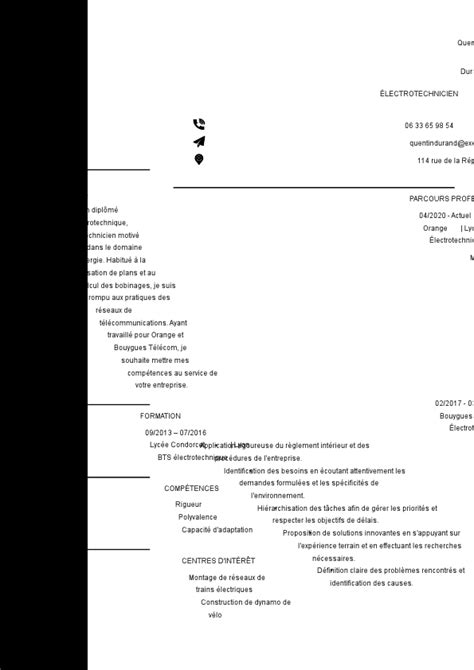 Exemples de CV électrotechnicien monCVParfait