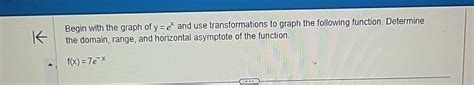Solved Begin With The Graph Of Y Ex And Use Transformations Chegg