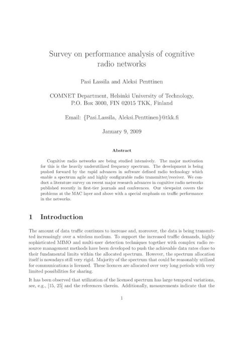 pdf survey on performance analysis of cognitive radio networks dokumen tips