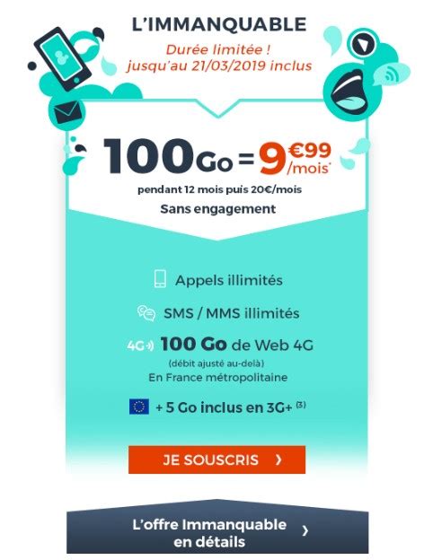 Cdiscount Mobile forfait 4G 100 Go en promotion à 9 99 euros par mois