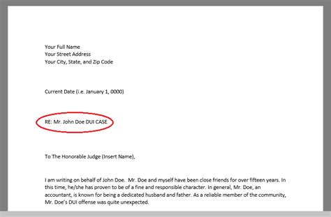 Character Reference Letter For Dui