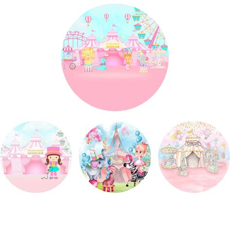 Painel Redondo Tecido Sublimado D Circo Rosa Shopee Brasil