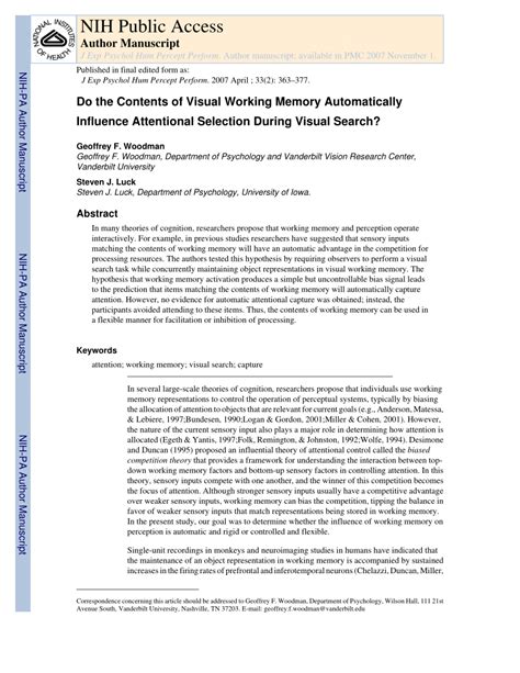 pdf do the contents of visual working memory automatically influence attentional selection