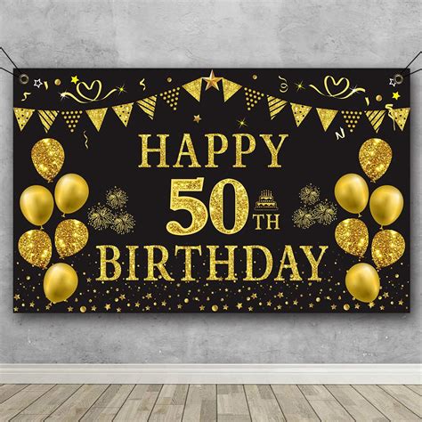 Buy Trgowaul Th Birthday Backdrop Gold And Black X Fts Happy