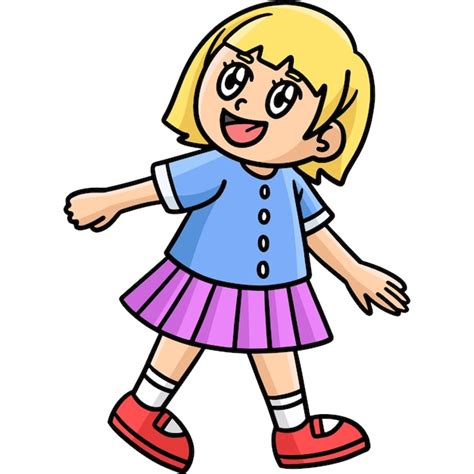 Clipart De Color De Dibujos Animados De Ni A Feliz Vector Premium